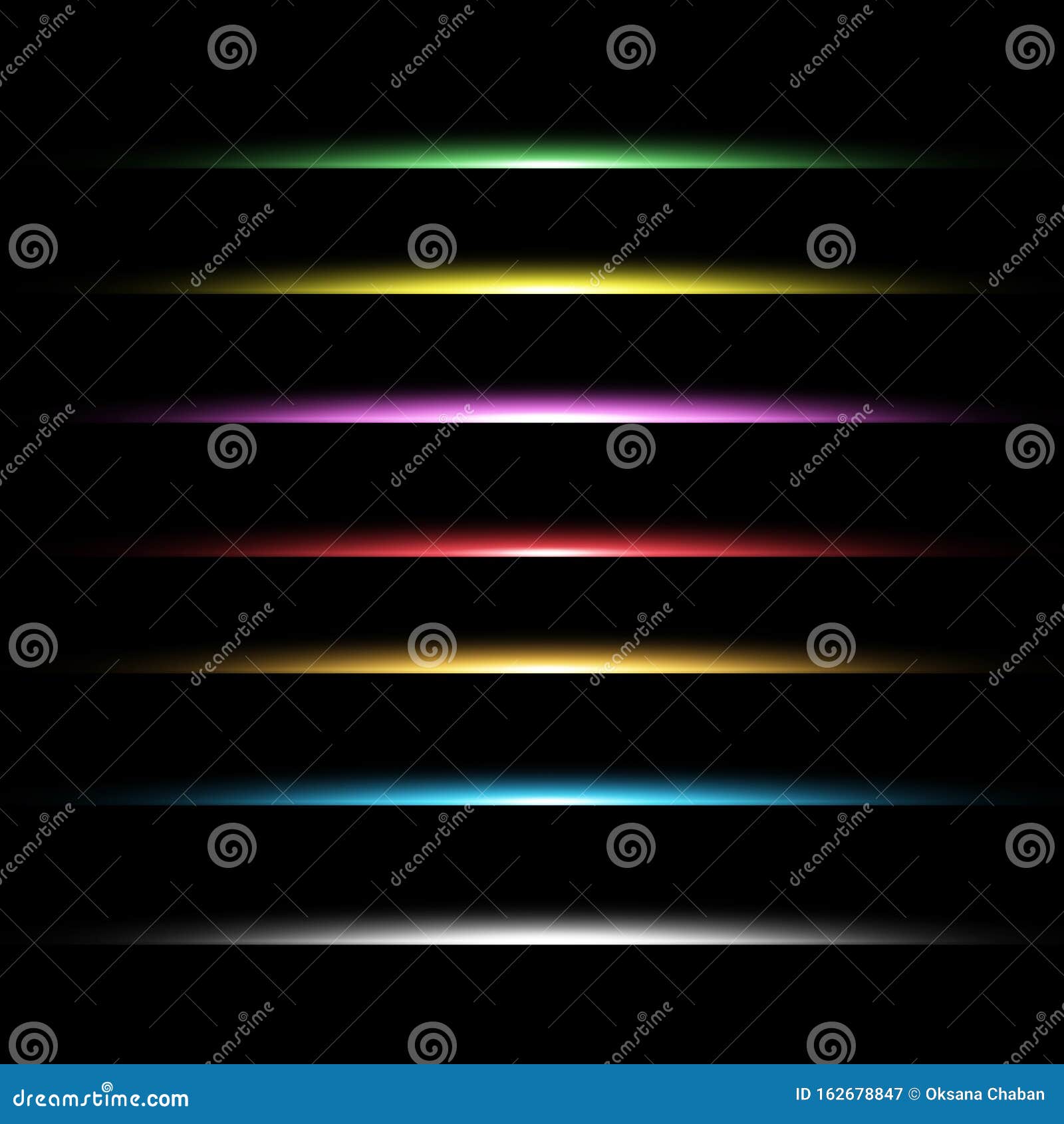 Vector Set of Neon Laser Glow Light . Horizontal Gleaming Line Flash ...