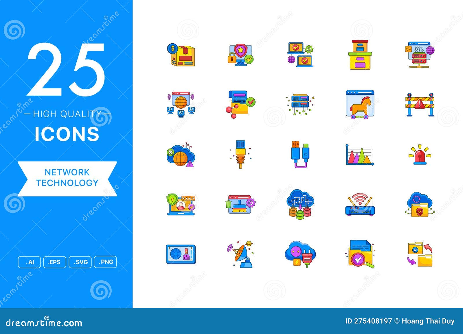 Vector Set of Network Technology Icons Stock Vector - Illustration of ...