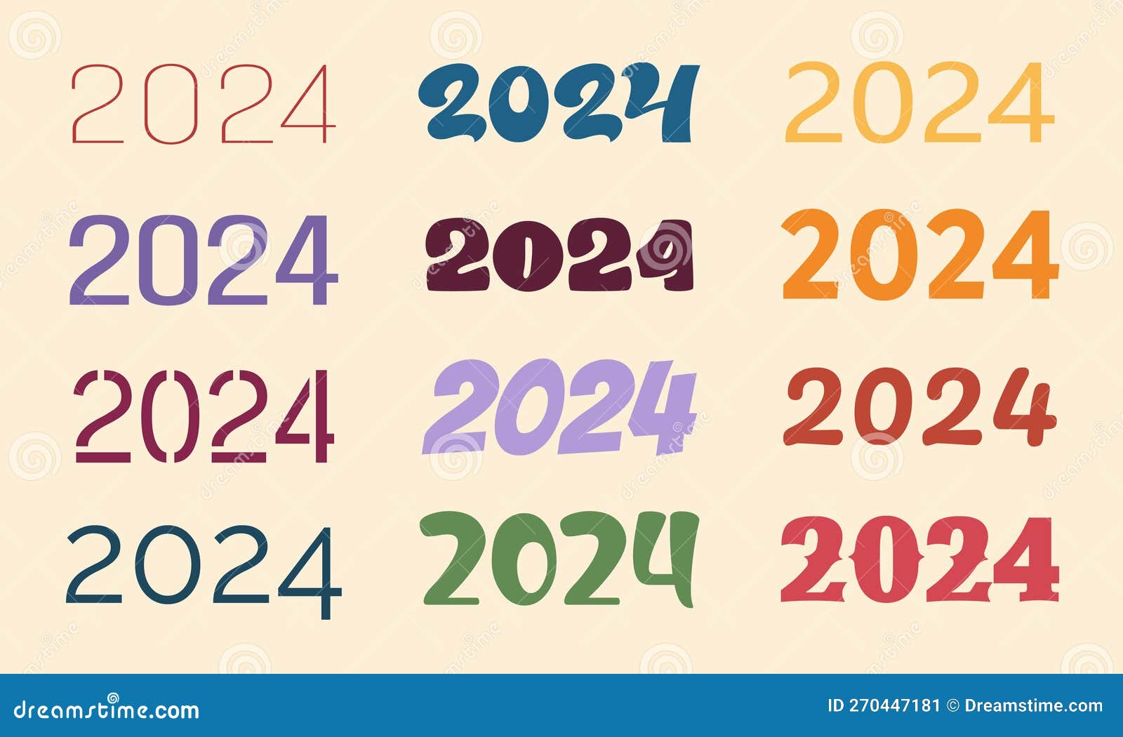 Vector Set of 2024 New Yea Numbers.2024 Number Design Template.Vector ...