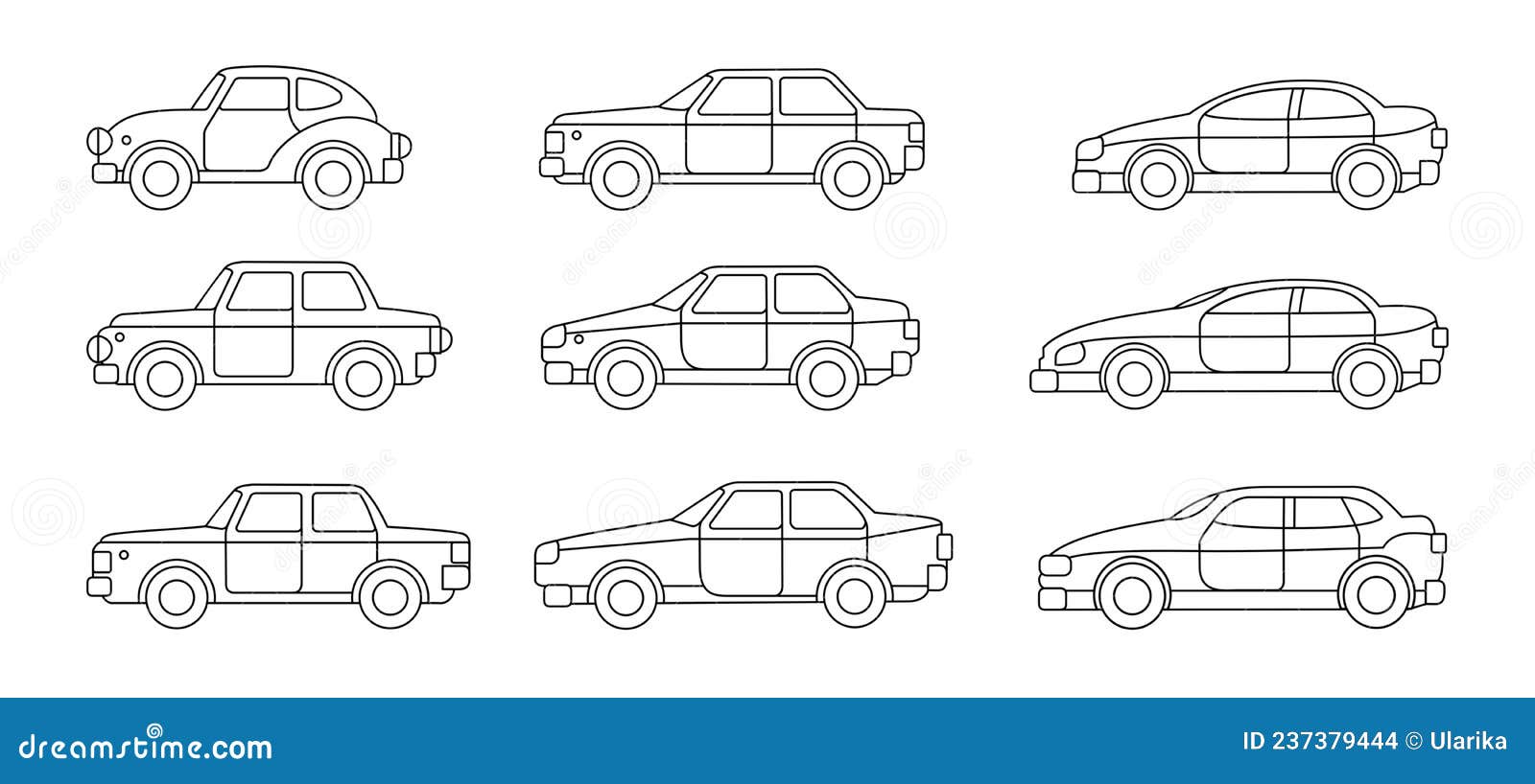 Vector Set of Nine Different Passenger Car Models. Stock Photo ...