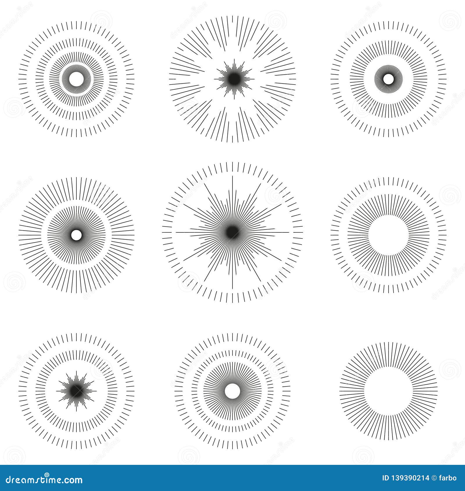 Vector Set of Nine Graphic Elements Stock Vector - Illustration of ...