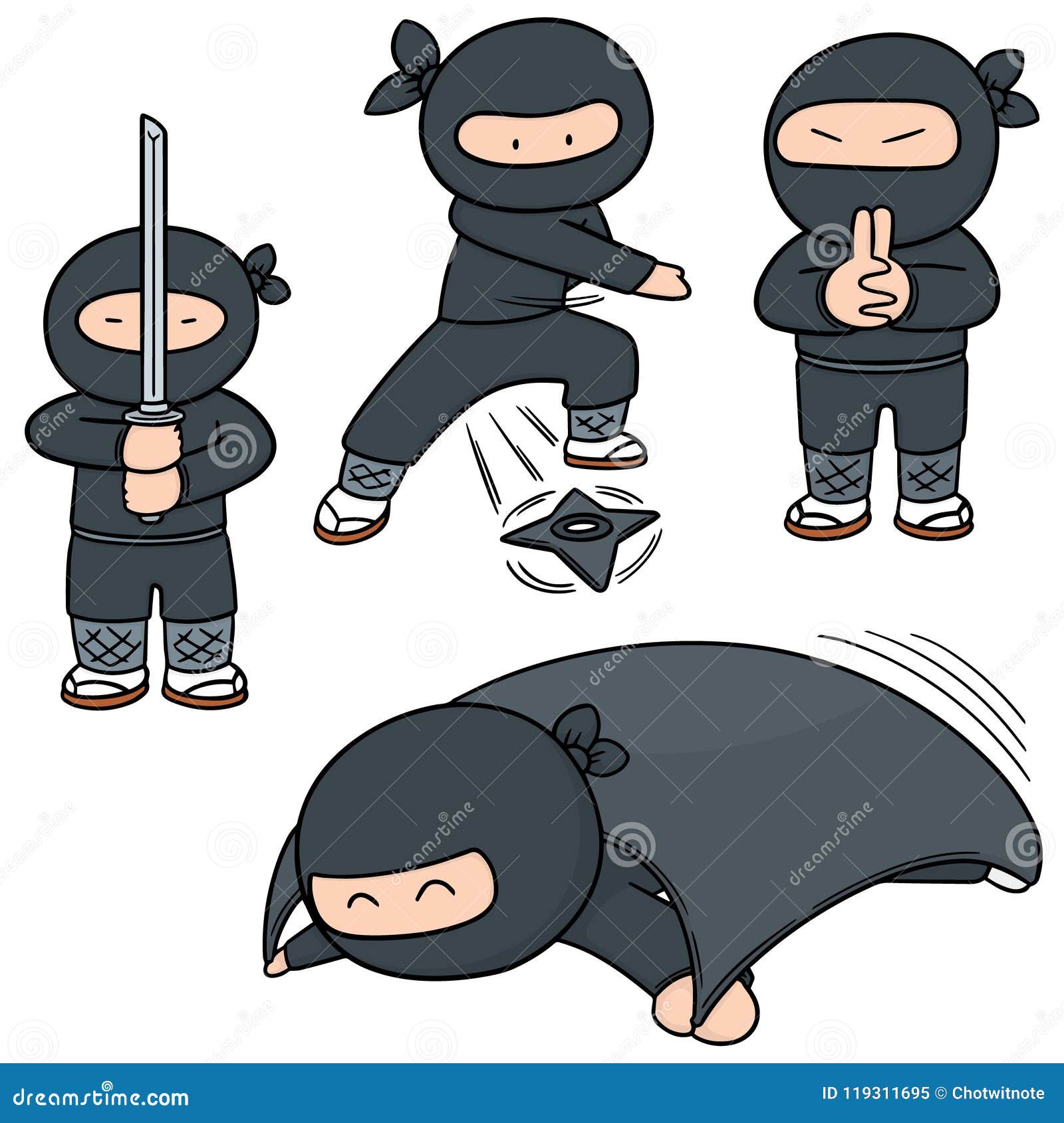 Vector set of ninja stock vector. Illustration of ninja - 119311695