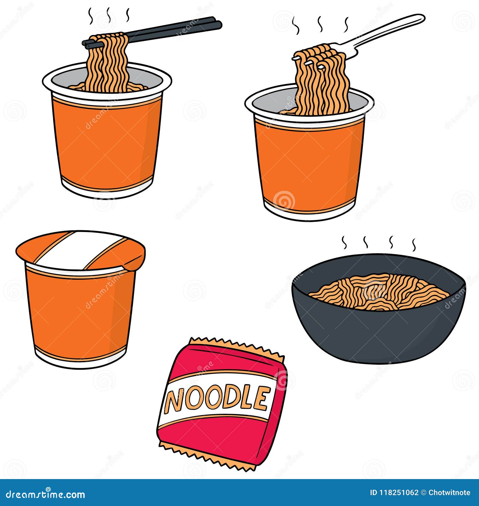 Vector set of noodle stock vector. Illustration of japan - 118251062