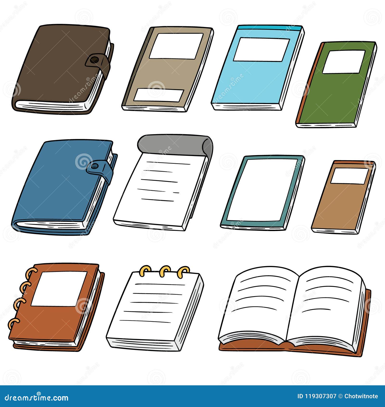 Vector set of notebooks stock vector. Illustration of copybook - 119307307 Vector set of notebooks stock vector. Illustration of copybook - 119307307