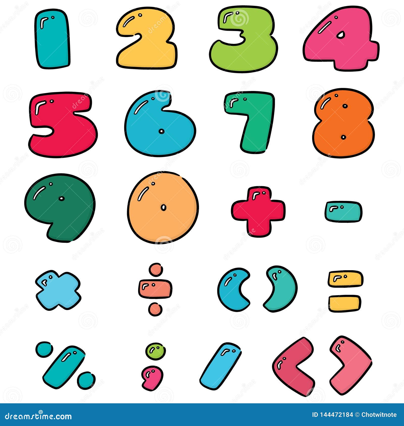 Vector set of number stock vector. Illustration of cartoon - 144472184