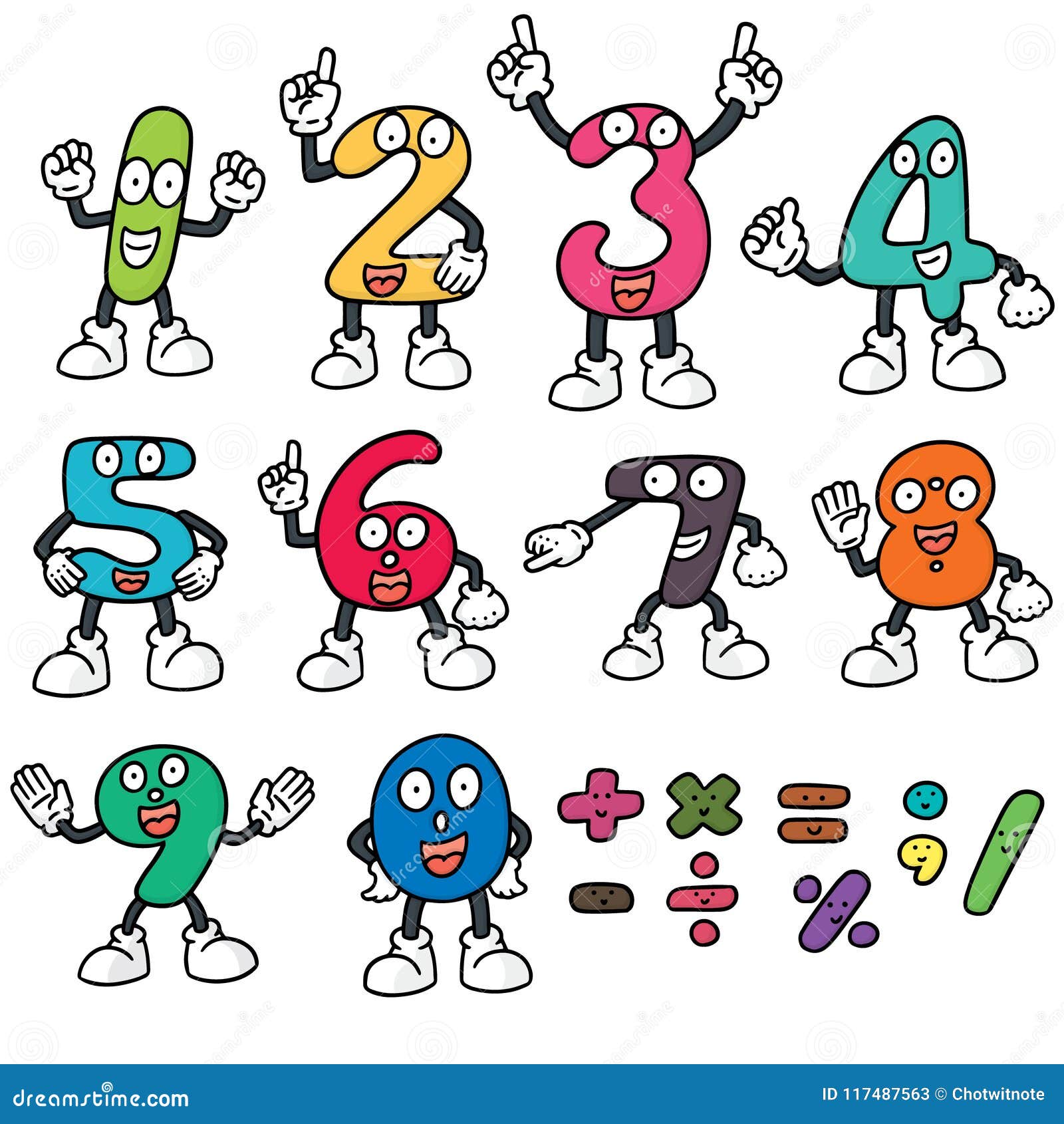 Vector Set of Number Cartoon Stock Vector - Illustration of numerical ...