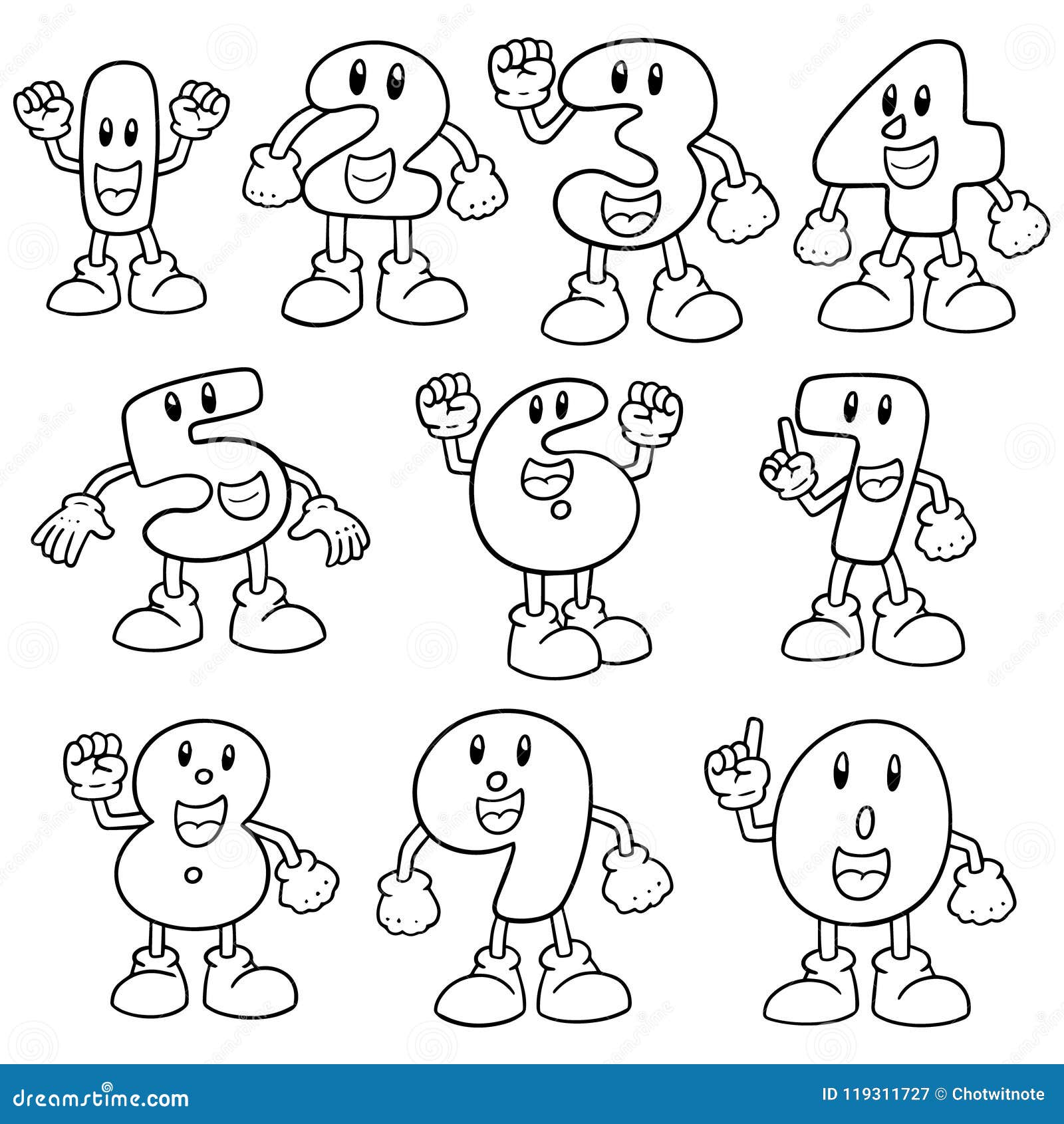 Vector Set of Number Cartoon Stock Vector - Illustration of object ...