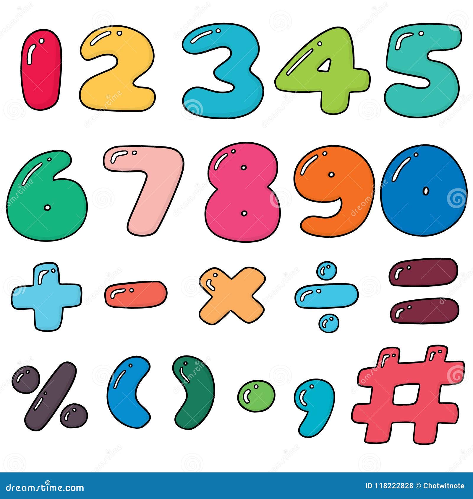 Vector set of number stock vector. Illustration of divide - 118222828