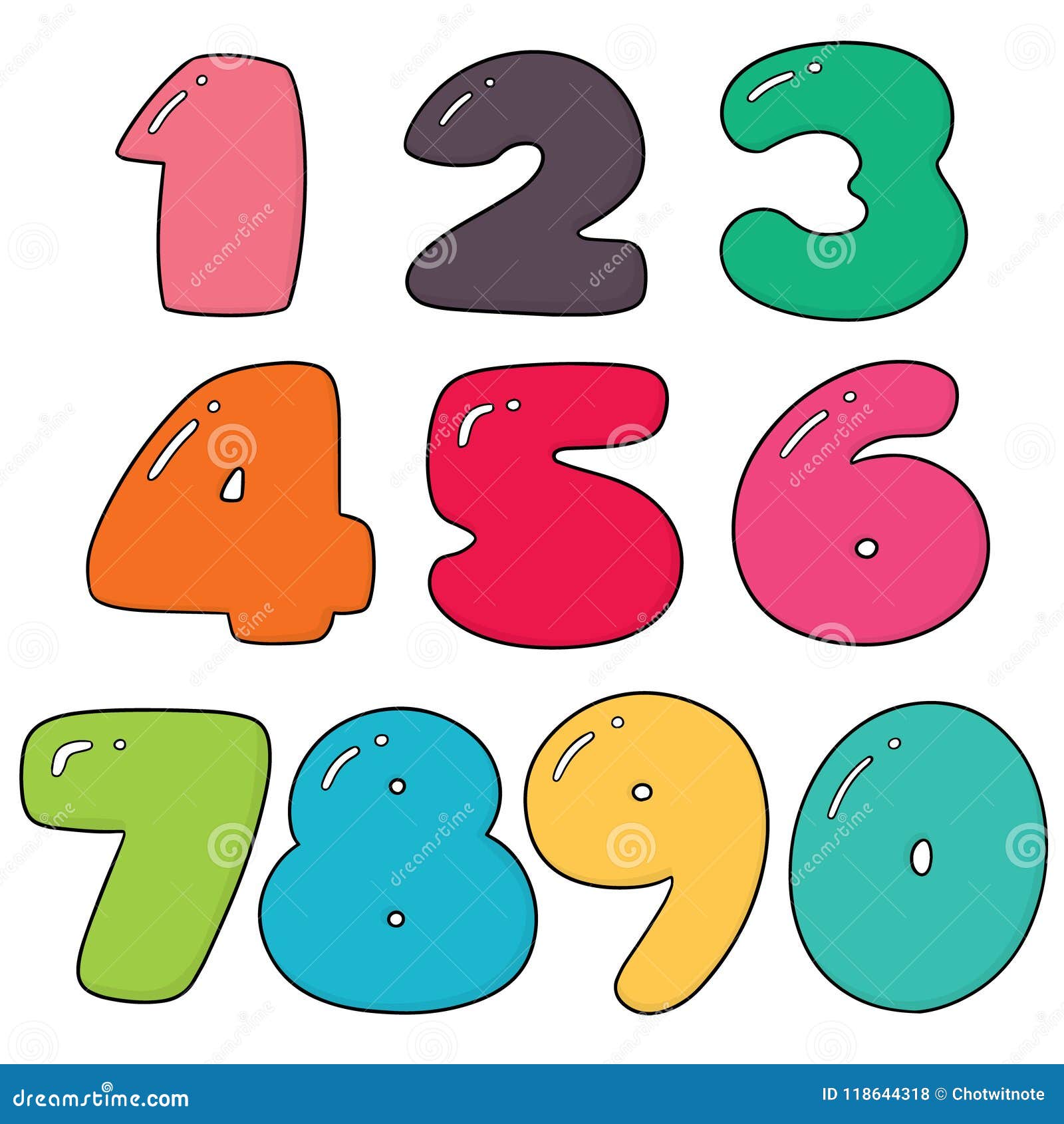 Vector set of number stock vector. Illustration of four - 118644318