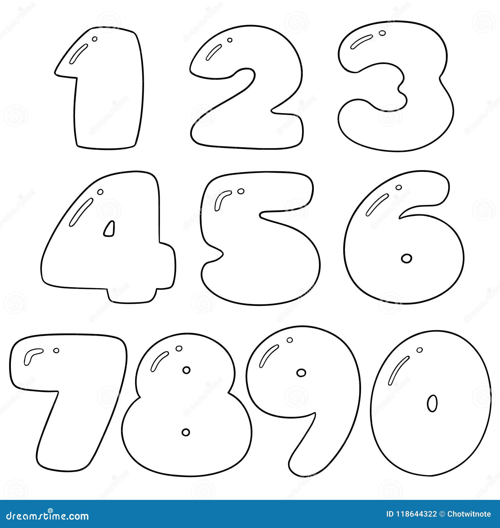 Vector set of number stock vector. Illustration of cartoon - 118644322
