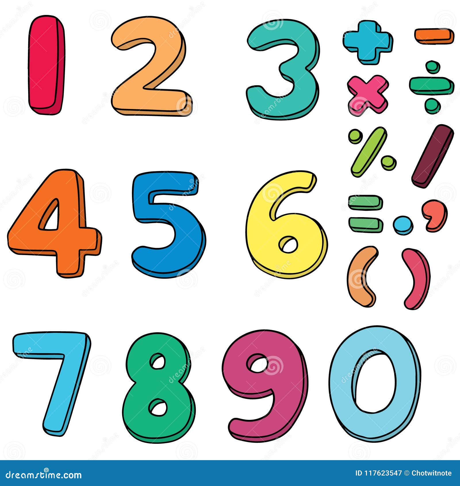 Vector set of number stock vector. Illustration of line - 117623547