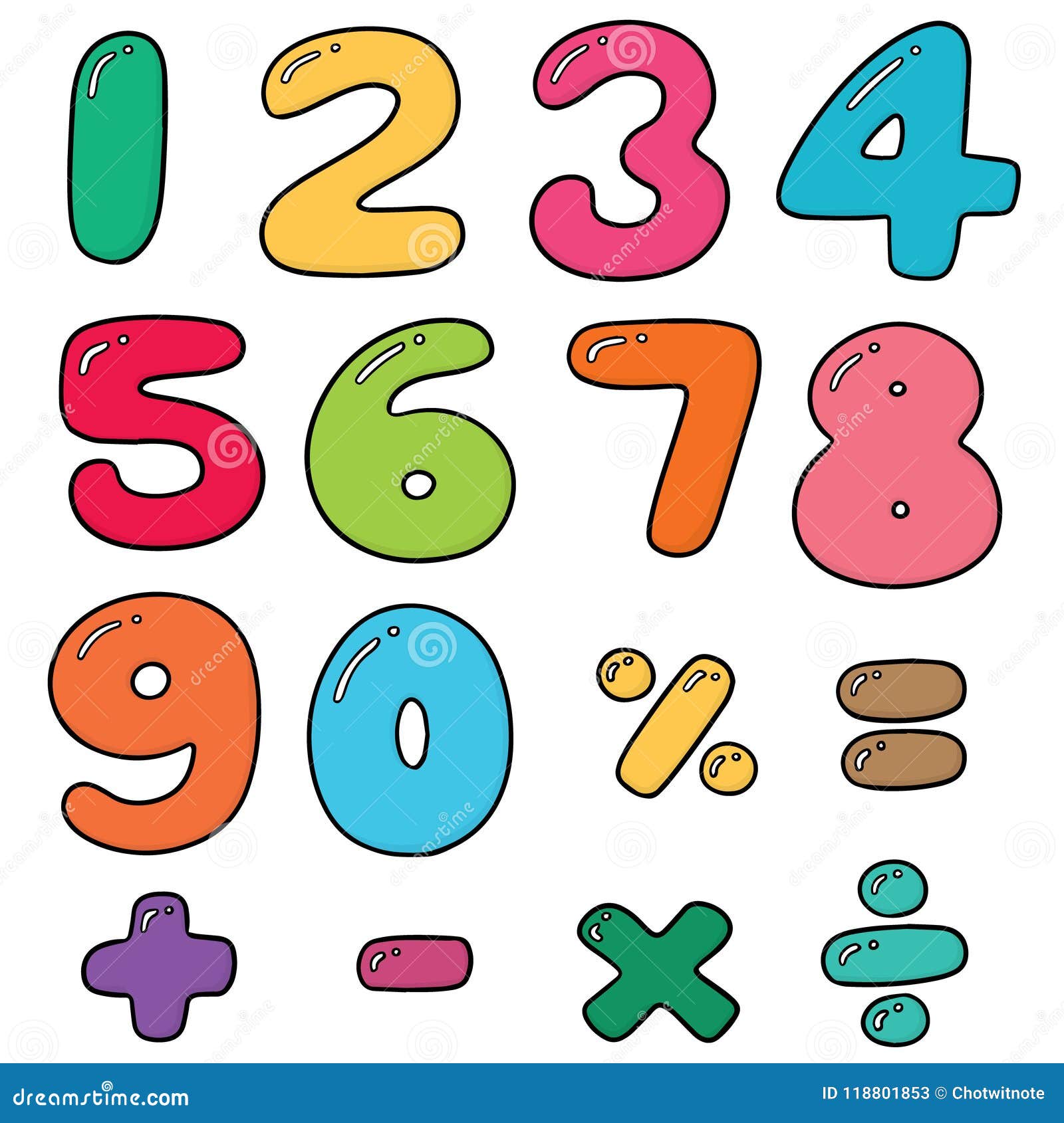 Vector set of numbers stock vector. Illustration of doodle - 118801853