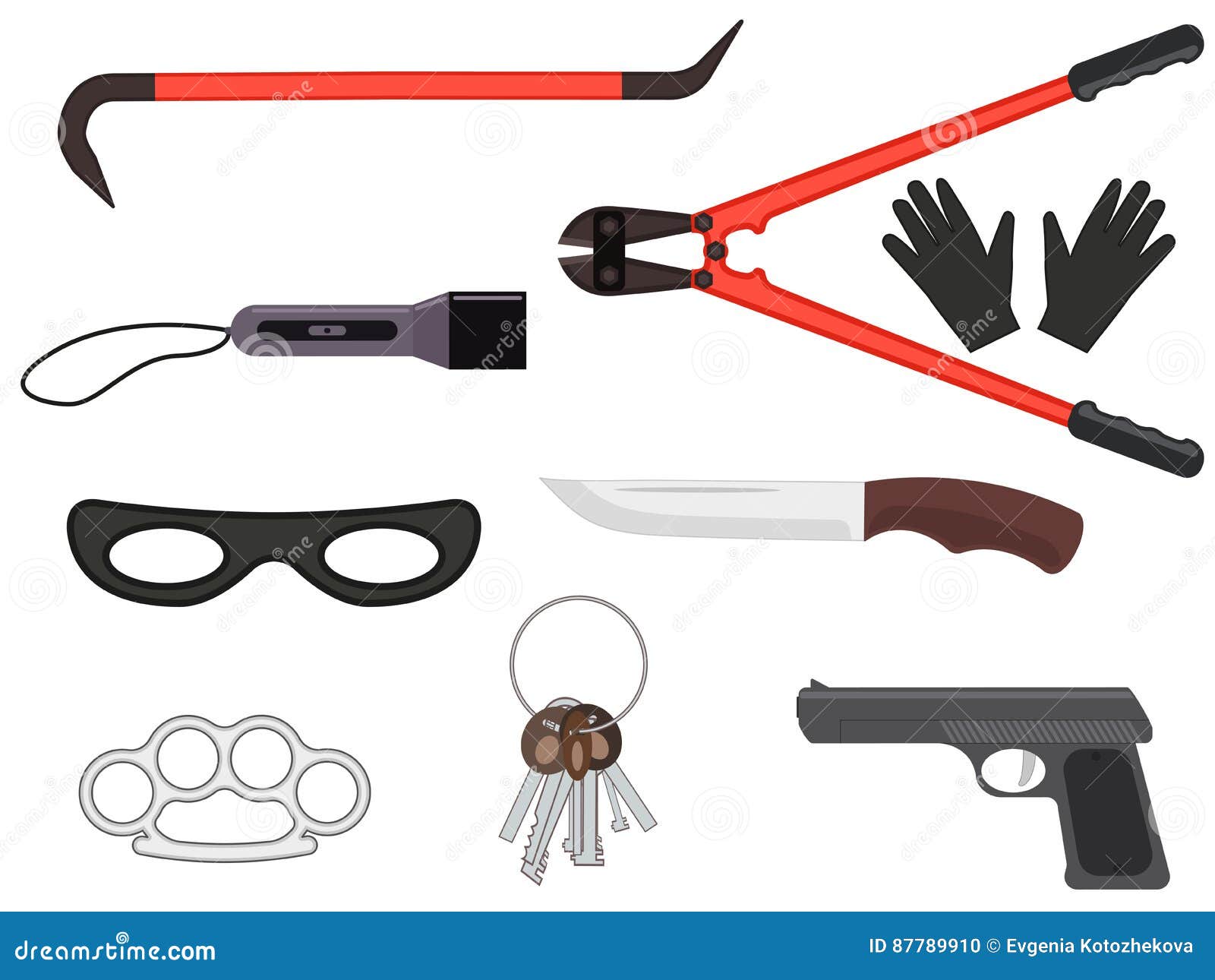 Vector Set Of Objects Elements Of A Thief Tools | CartoonDealer.com ...