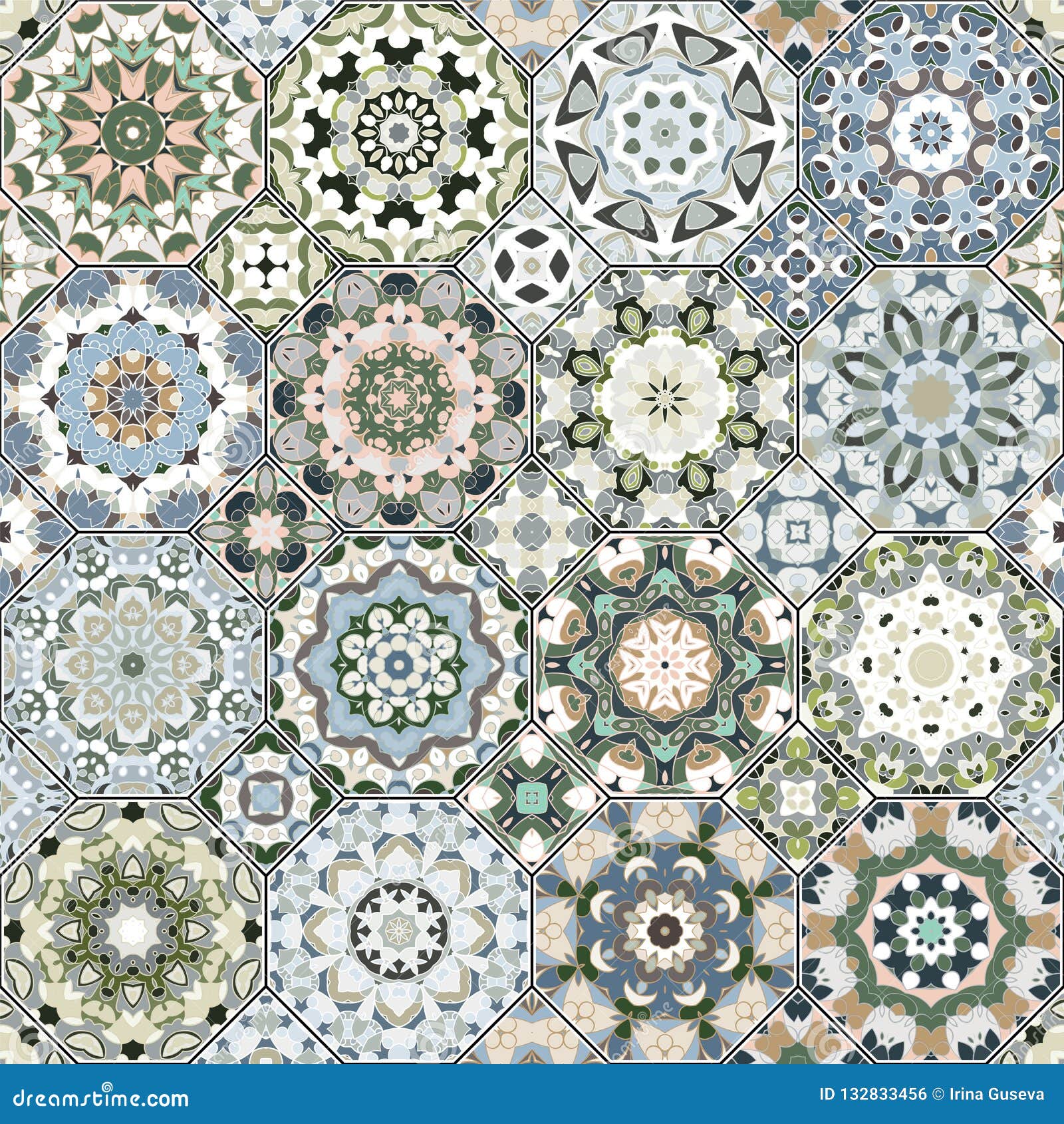 Set of Octagonal and Square Patterns Stock Vector - Illustration of ...