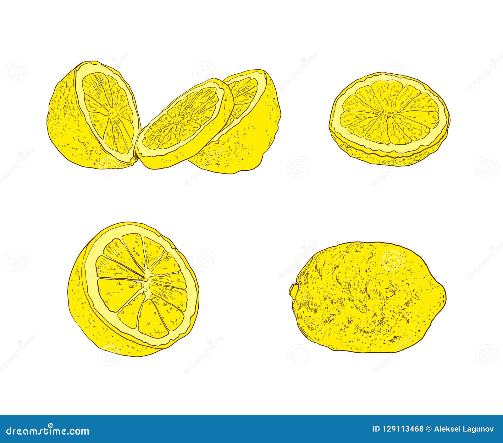 Vector Set Od Colored Lemon Sketches Isolated, Hand Drawn Fruits. Stock ... Vector Set Od Colored Lemon Sketches Isolated, Hand Drawn Fruits. Stock ...