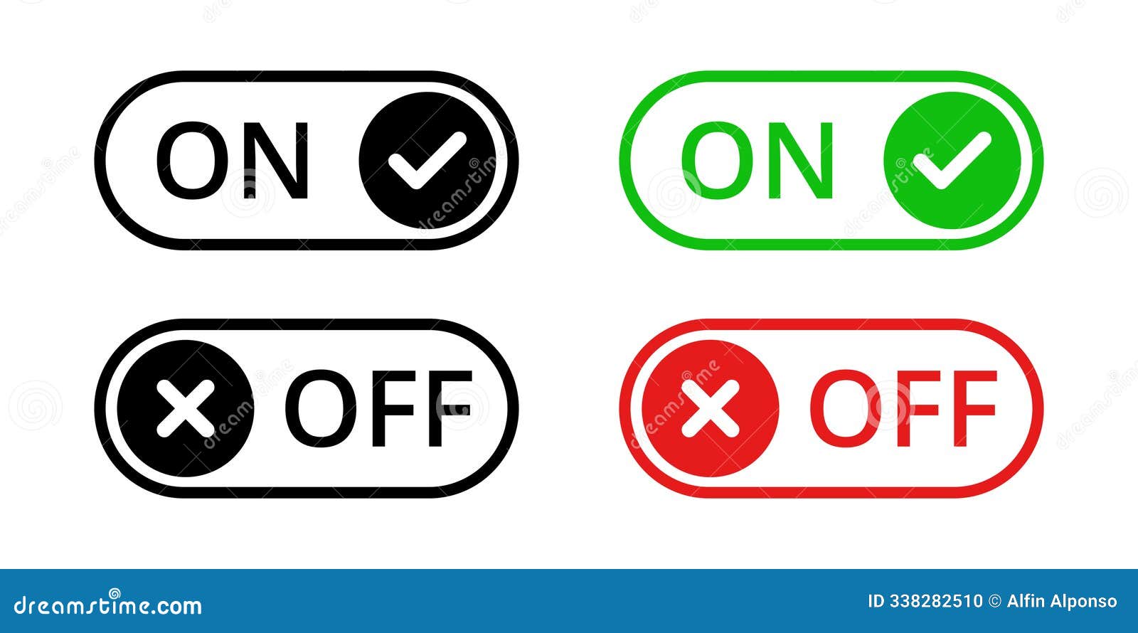 Vector Set of on and Off Switch Icons Stock Illustration - Illustration ...