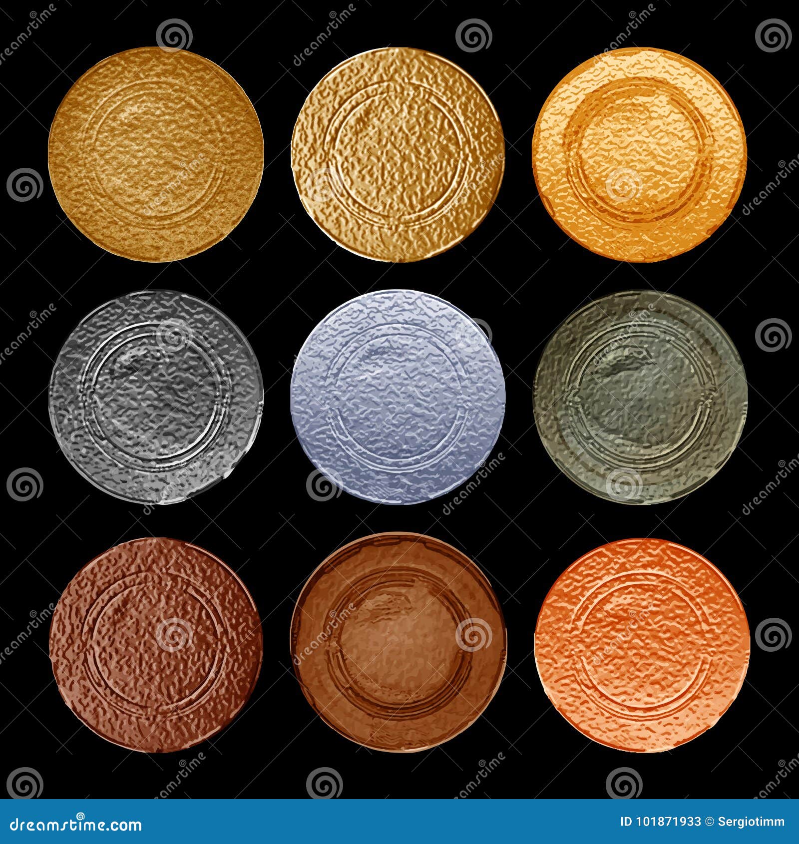 Vector Set of Old Blank Templates for Ancient Coins of Gold Silver ...