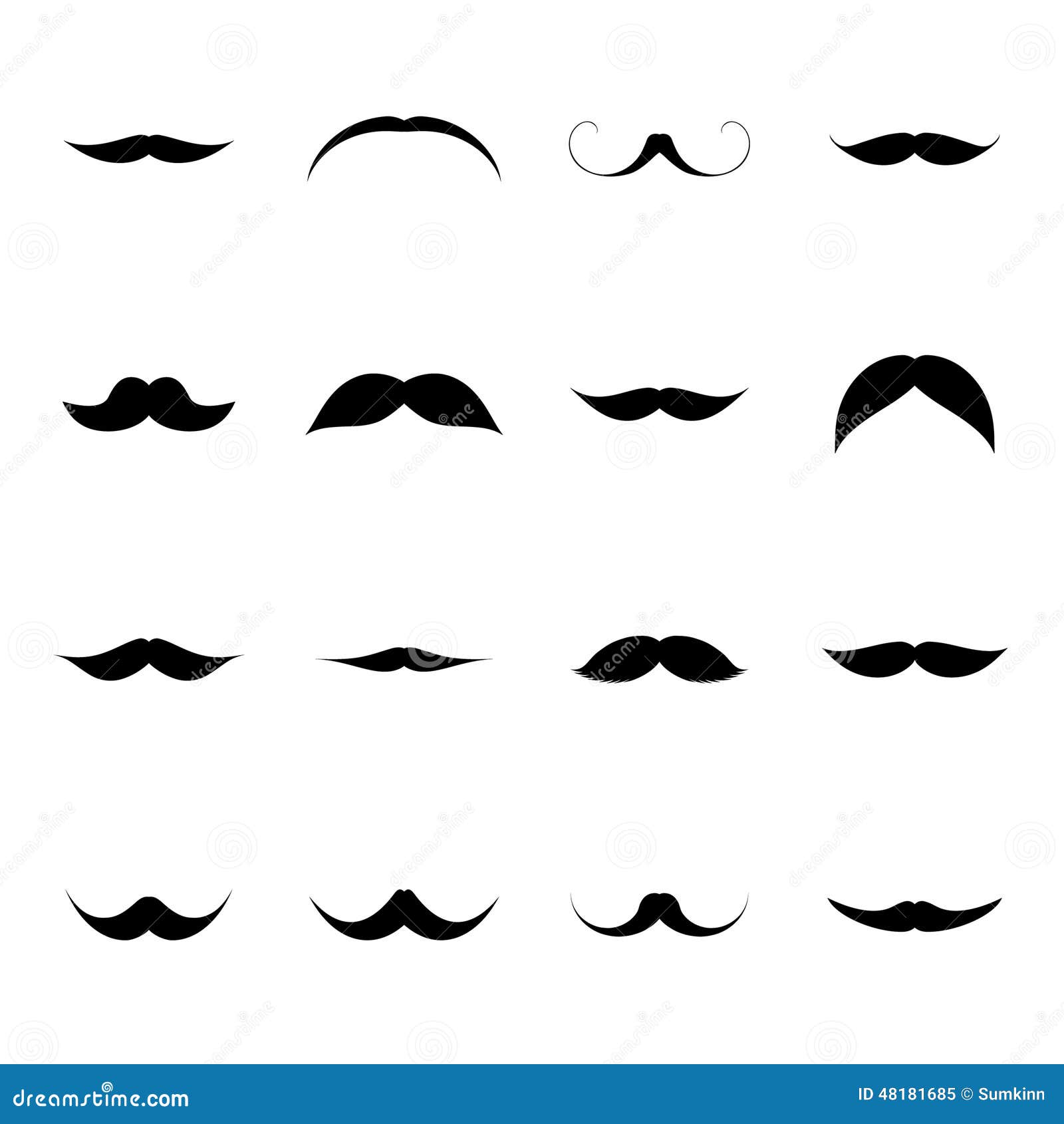 Vector Set of Old Vintage Mustache Stock Vector - Illustration of mask ...