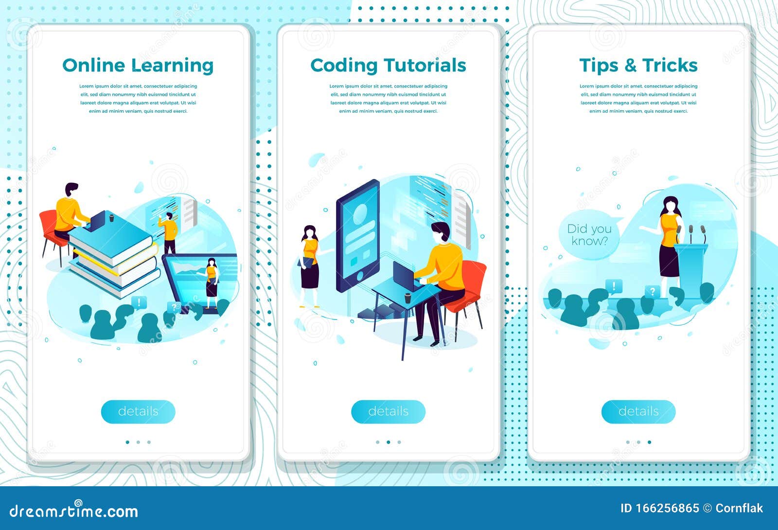 Vector Set Online Tutorial School Learning Process Stock Vector ...