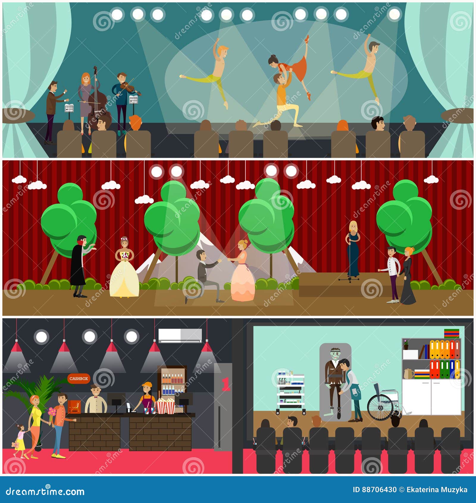 Vector Set Of Opera Art Concept Posters In Flat Style | CartoonDealer ...
