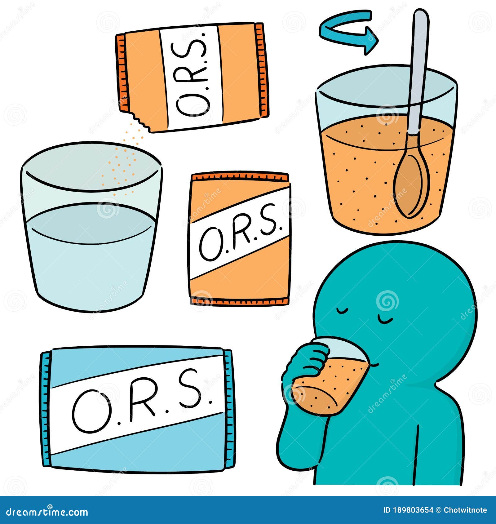 Oral Rehydration Salts Linear Icon Cartoon Vector | CartoonDealer.com ...