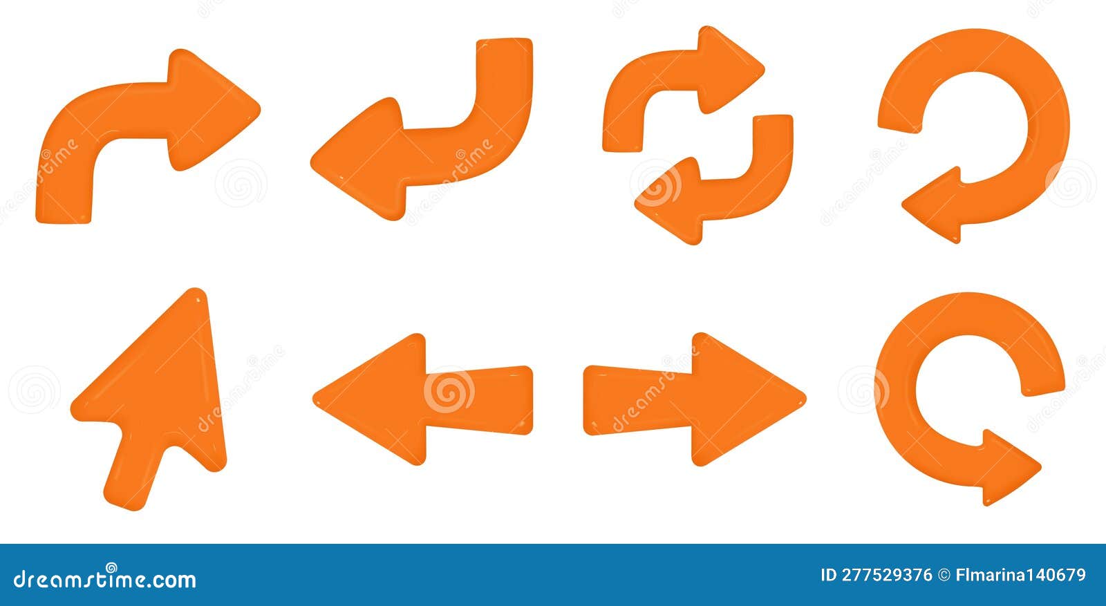 Vector Set with Orange Arrows in Different Directions. 3D Render ...