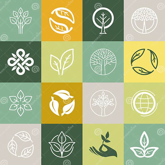 Vector Set or Organic Signs Stock Vector - Illustration of logo ...
