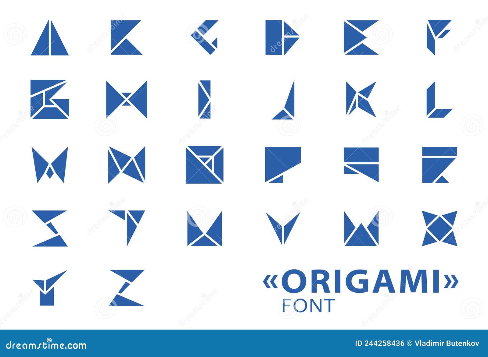 Vector Set Origami Font, Made of Paper Stock Vector - Illustration of ...
