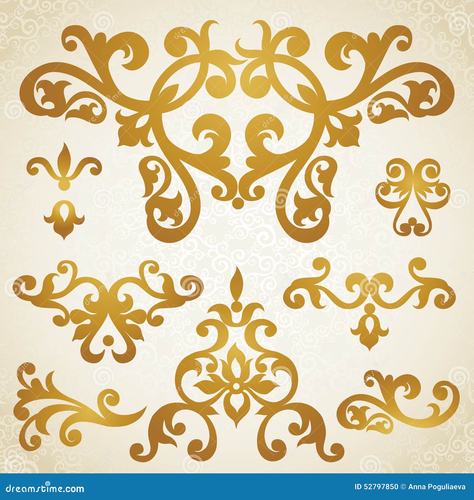 Vector Set with Ornament in Victorian Style. Stock Illustration ...
