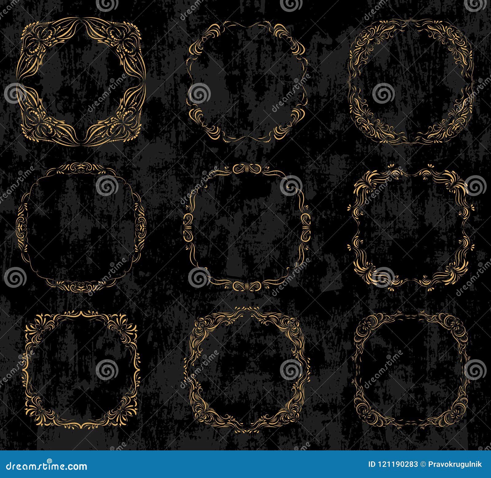 Vector Set With Ornate Gold Borders And Frames Stock Vector ...