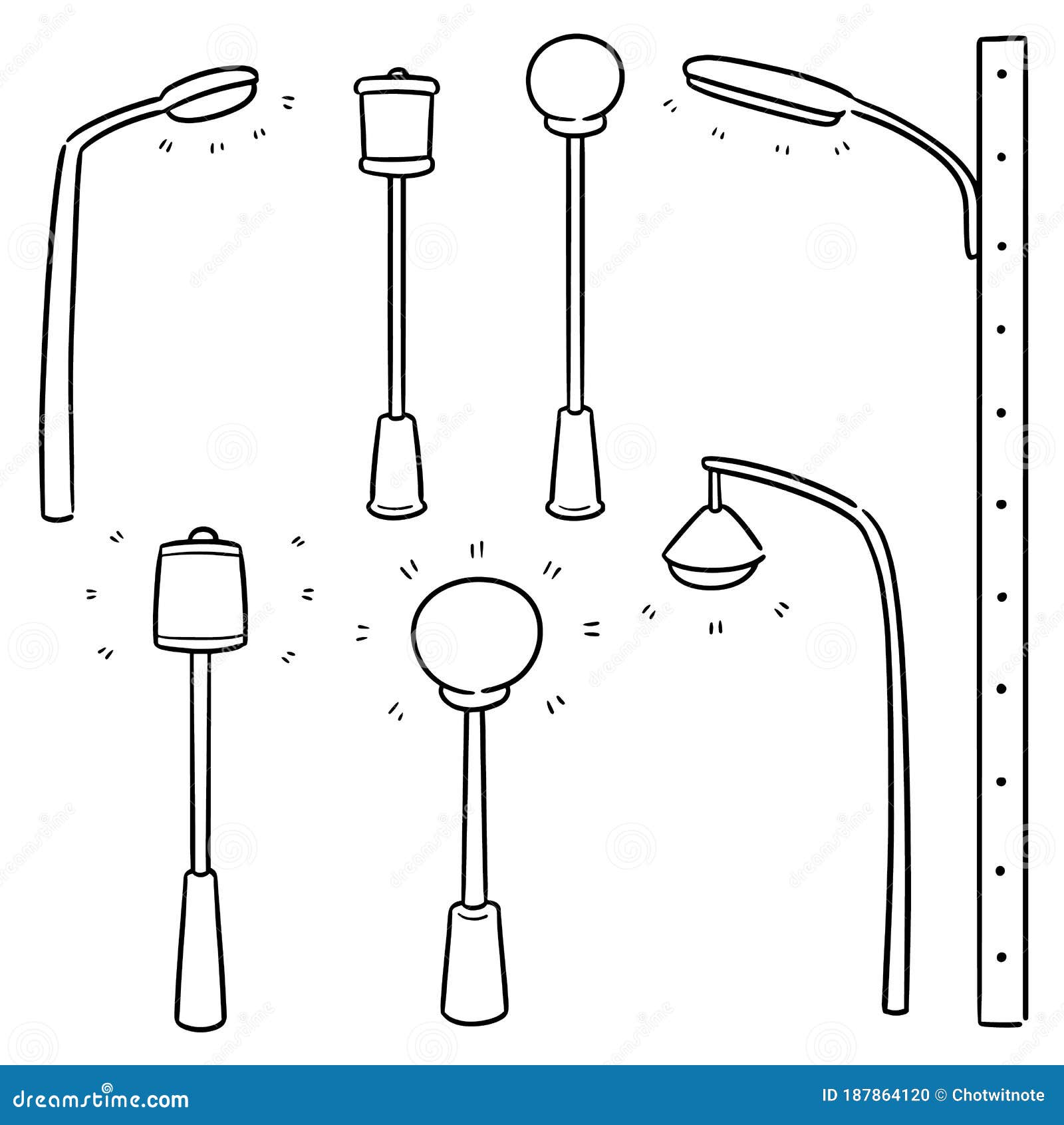Vector set of outdoor lamp stock vector. Illustration of illuminated ...