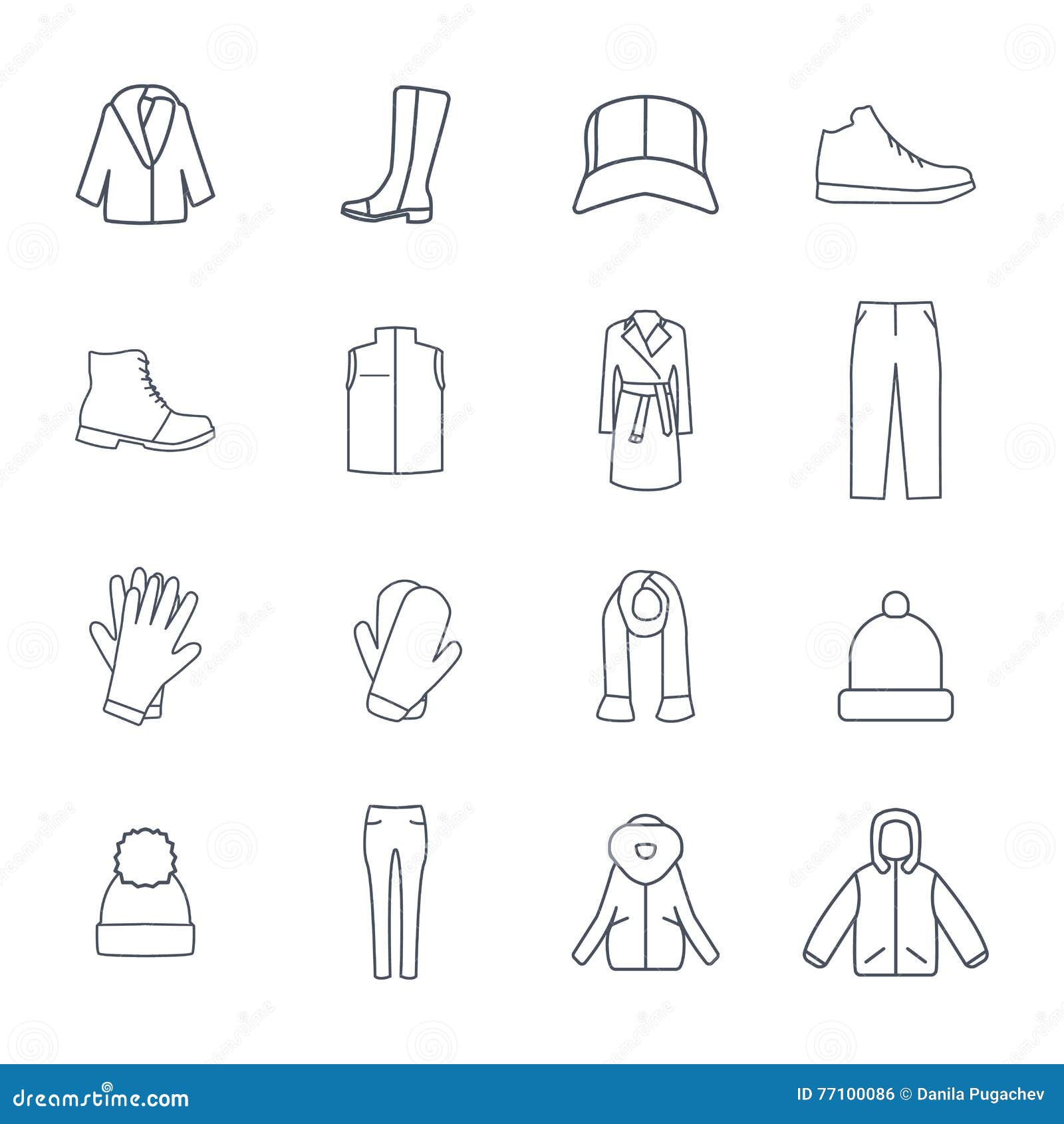 Vector Set Of Outerwear Icons Stock Vector Illustration Of Belts