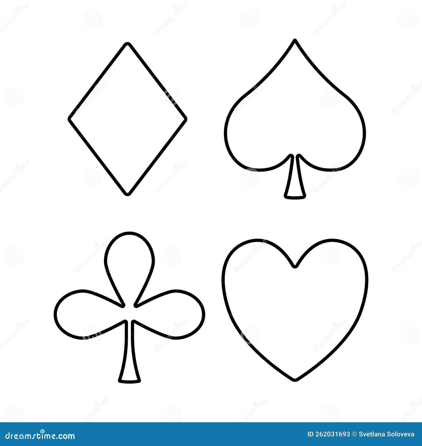 Vector Set of Outline Card Suits Stock Vector - Illustration of club ...