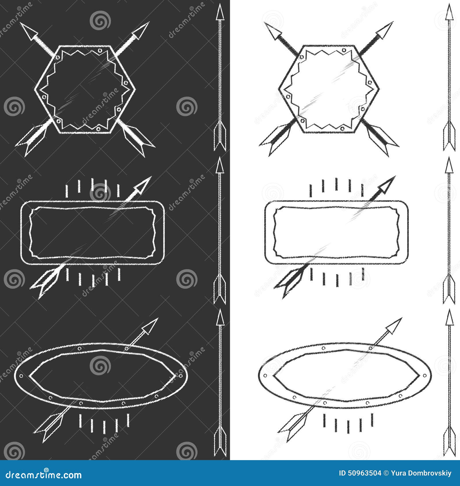 Vector Set of Outline Emblems Stock Vector - Illustration of arrow ...