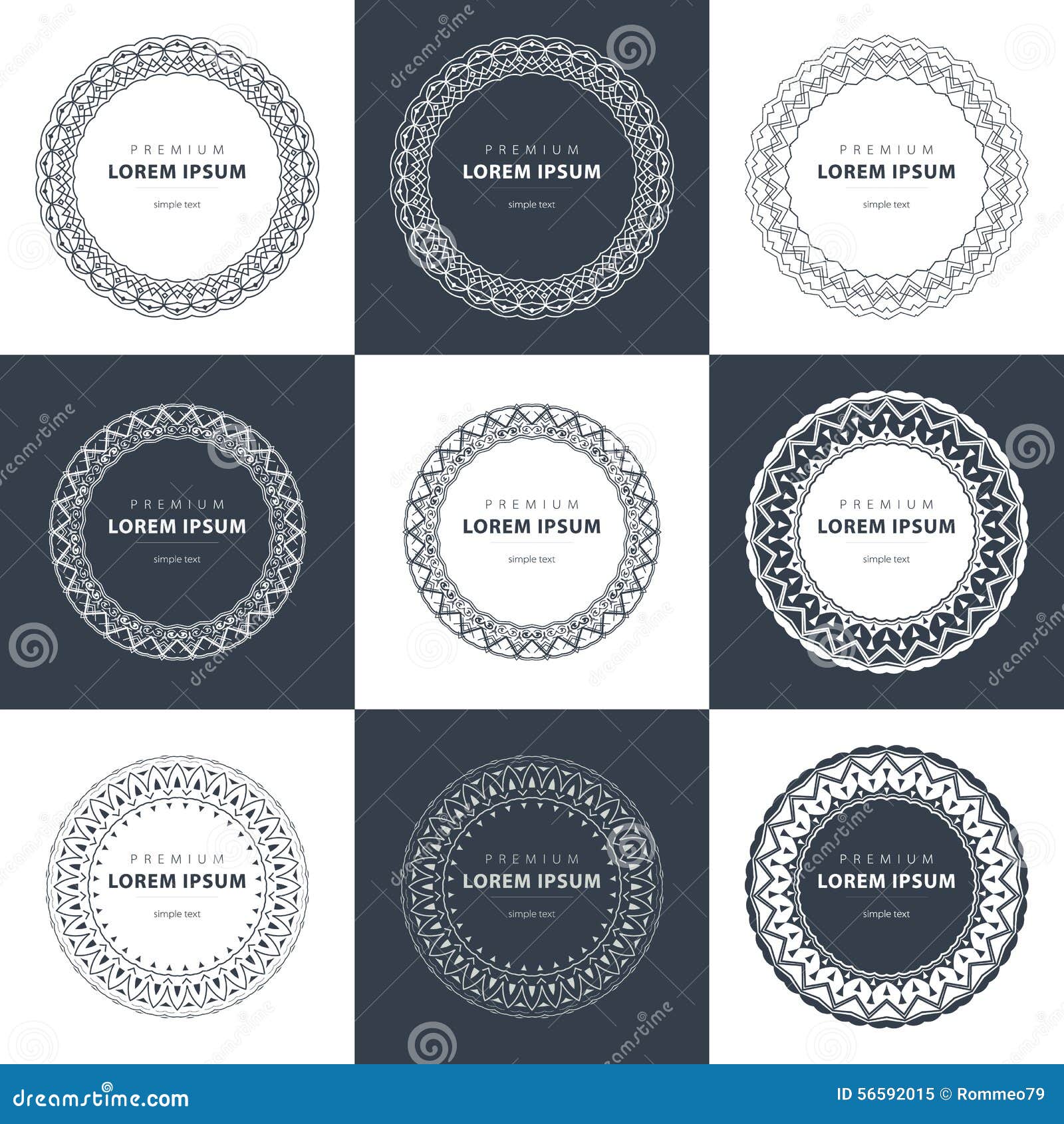 Set Of Outline Emblems And Monogram Badges Royalty-Free Stock Photo ...