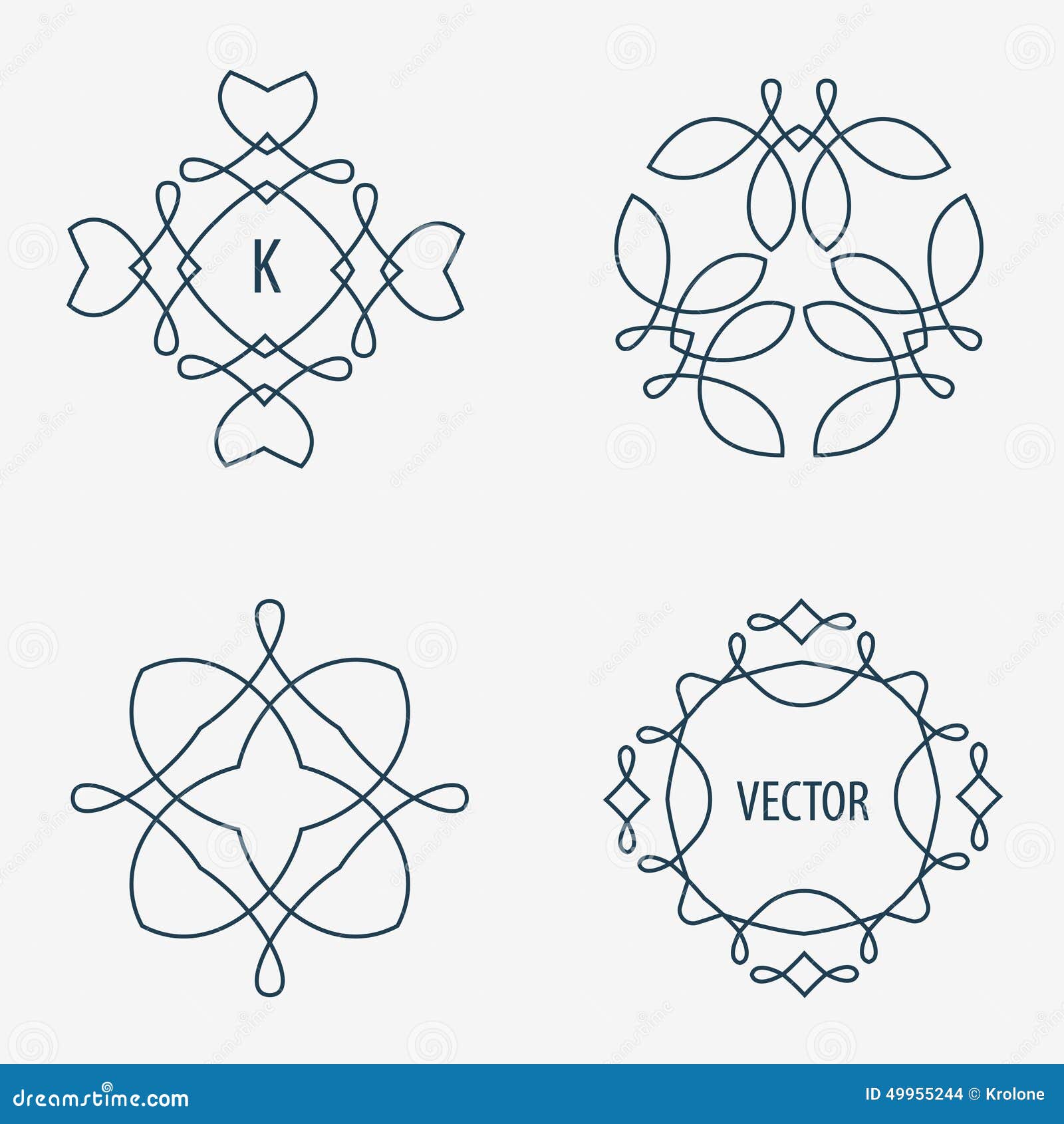 Set Of Outline Emblems And Monogram Badges Royalty-Free Stock Photo ...