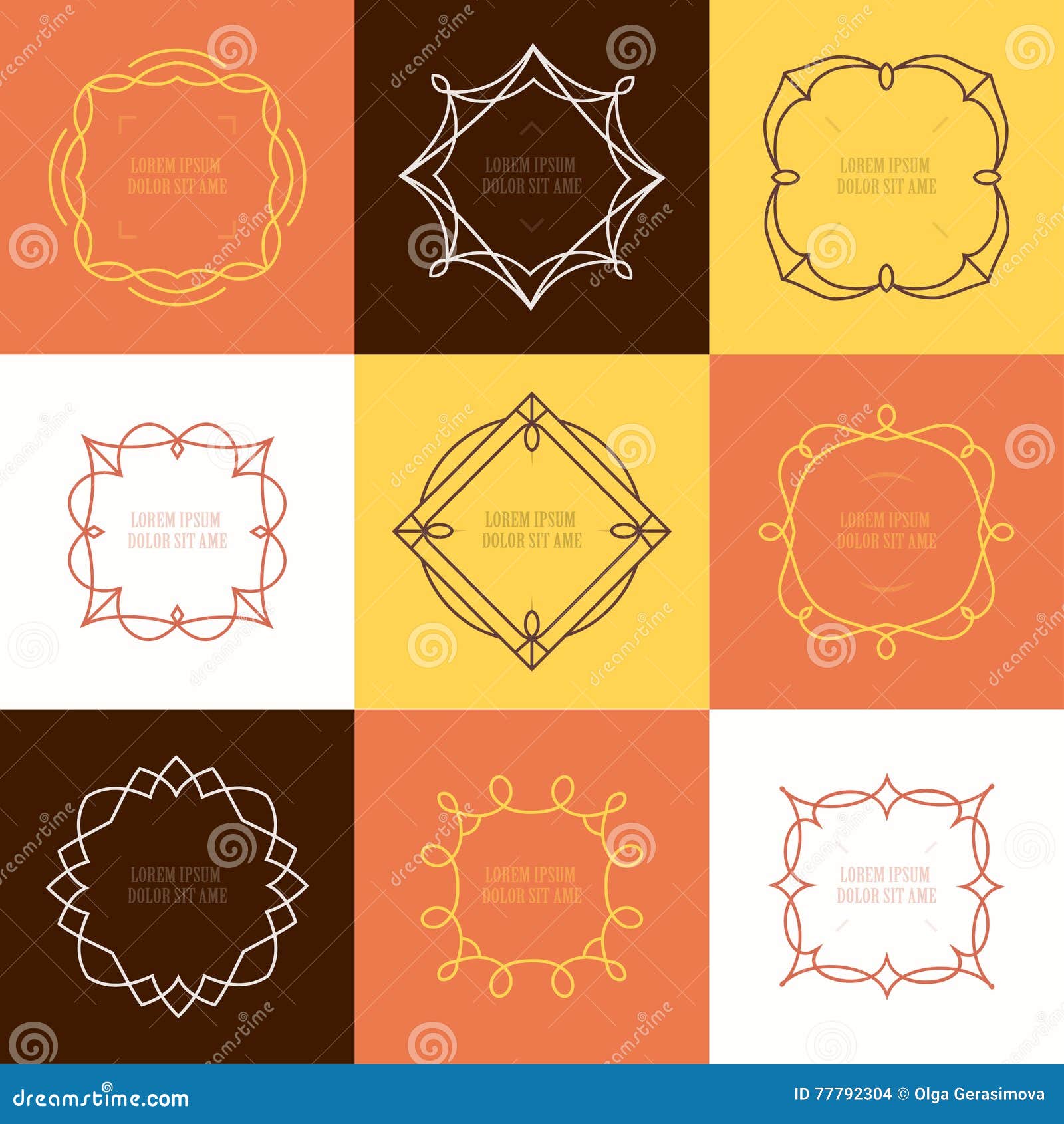 Vector Set of Outline Emblems and Badges. Abstract Templates Stock ...