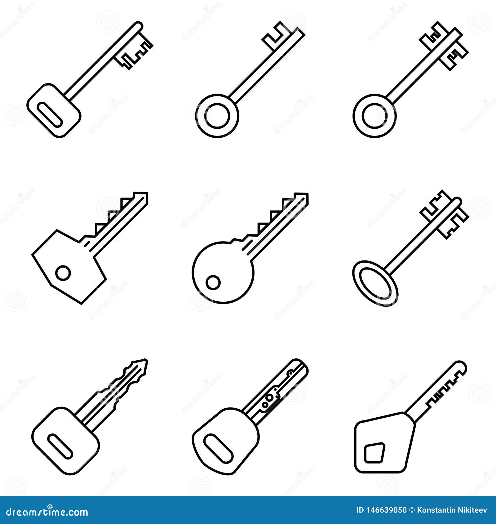 Vector Set of Outline Key Icons Stock Vector - Illustration of morgage ...