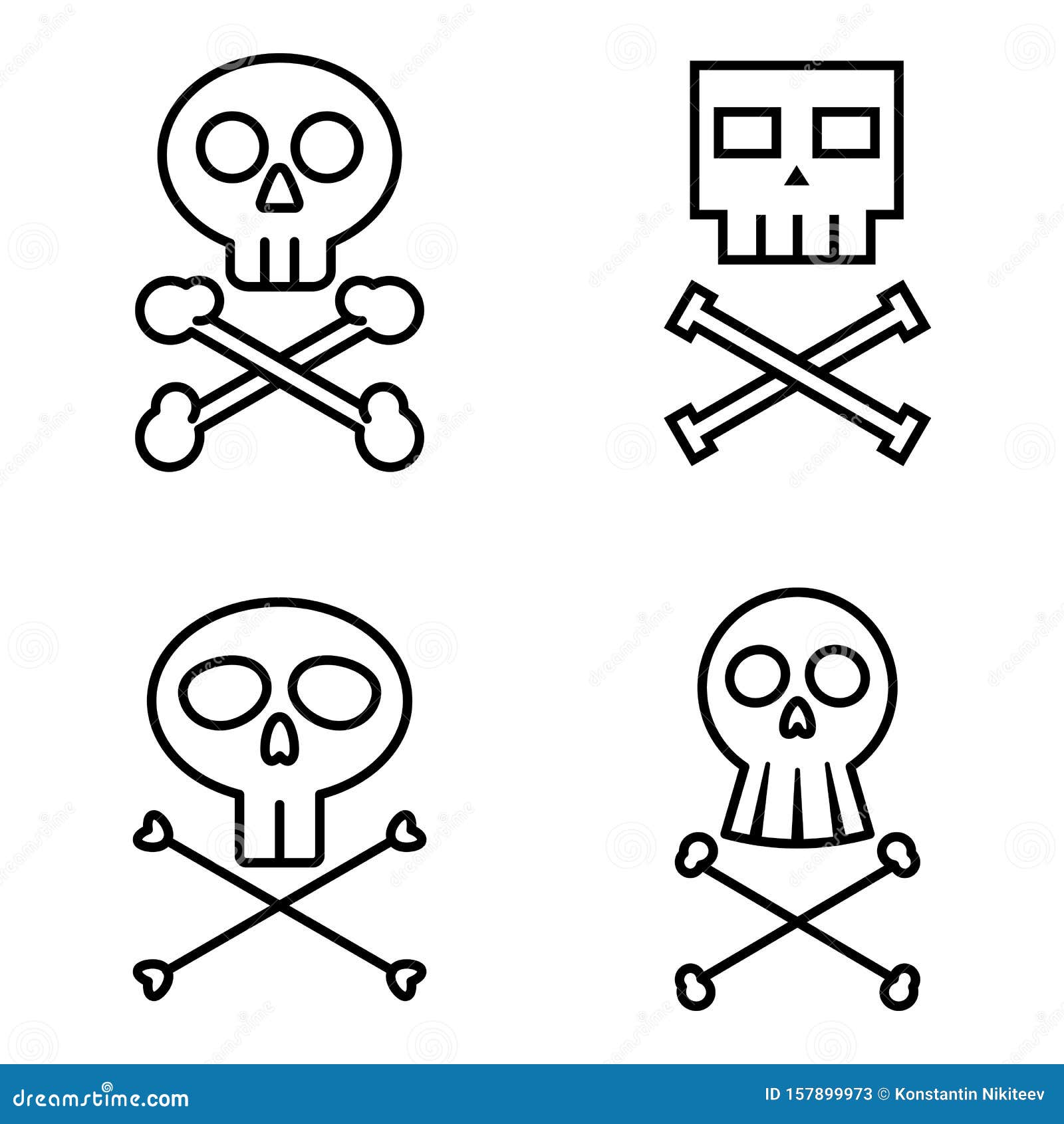 Outline Skull And Snake Vector Icon. Isolated Black Simple Line Element ...