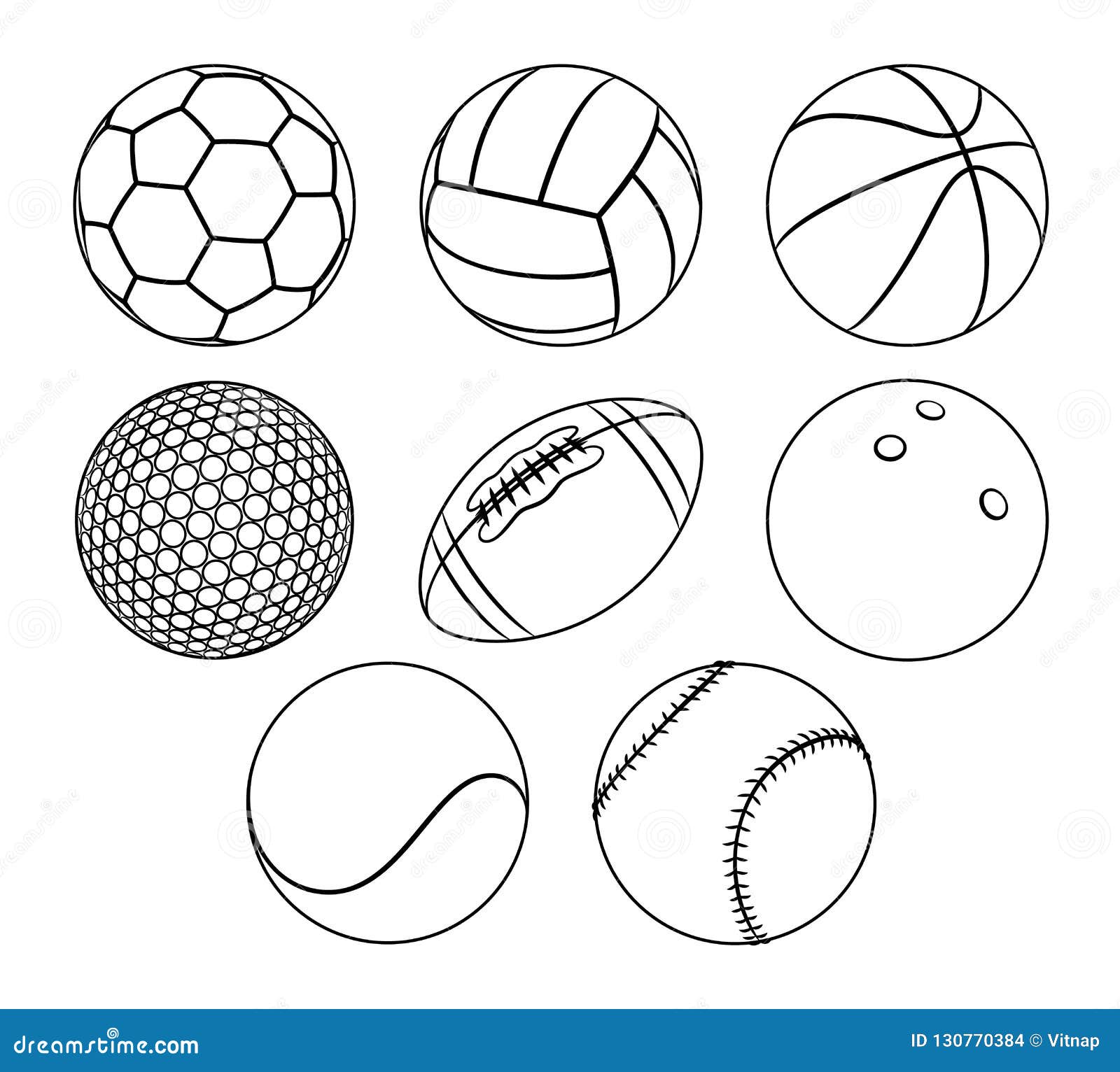 Vector Set of Outlines Different Sport Balls. Stock Vector ... Vector Set of Outlines Different Sport Balls. Stock Vector ...