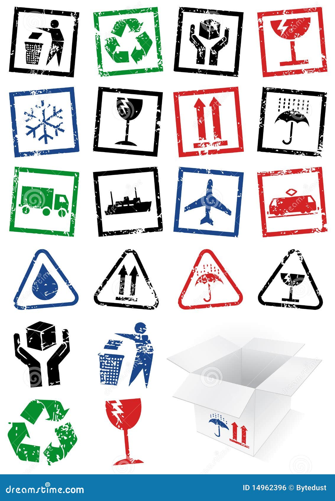 Eco Packing Symbol Flat White Icons In Square Backgrounds Cartoon ...