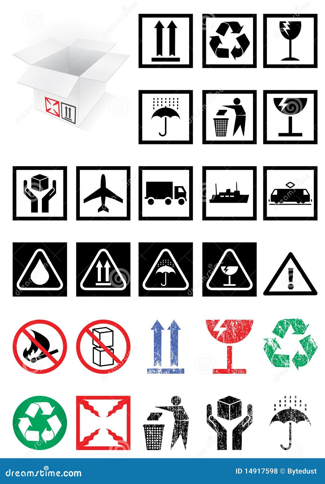 Vector Set Of Packing Symbols And Labels. | CartoonDealer.com #14917598