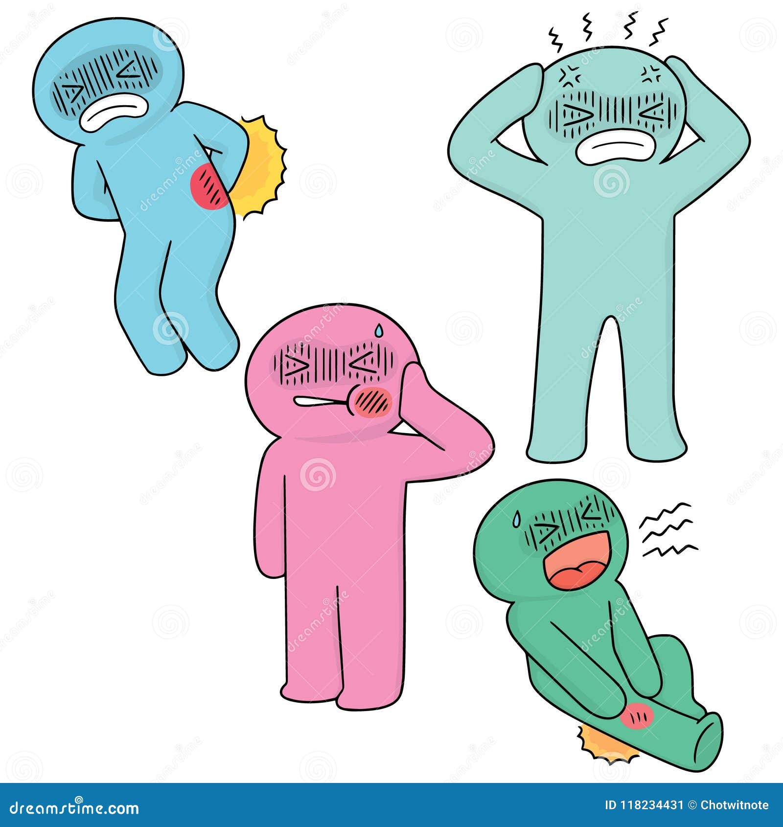 Vector set of pain stock vector. Illustration of doodle - 118234431