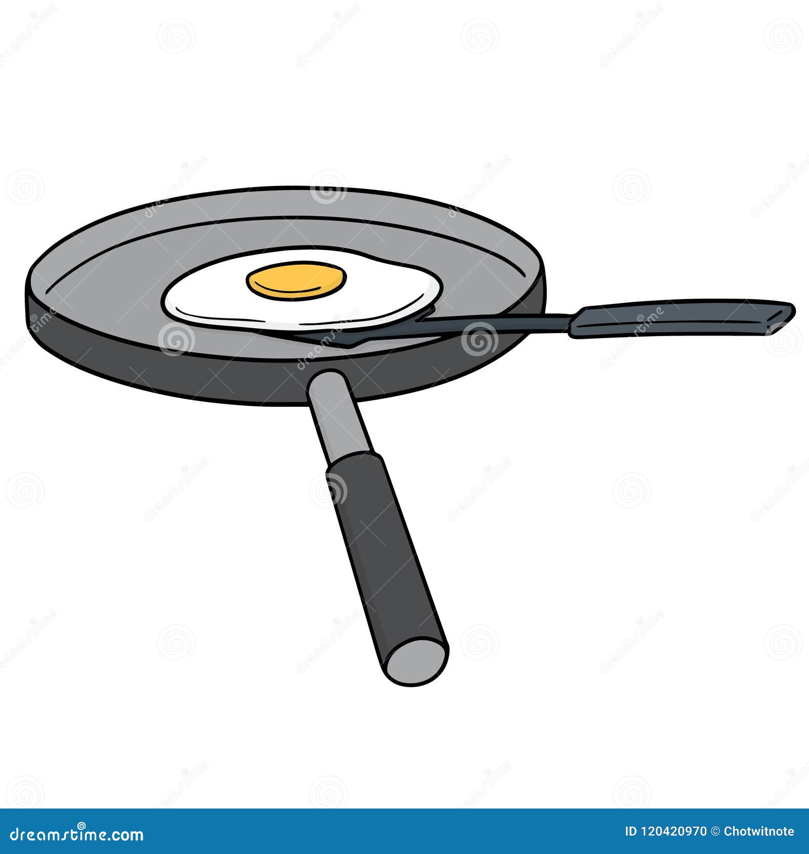 Vector Set of Pan, Flipper and Fried Egg Stock Vector - Illustration of ...