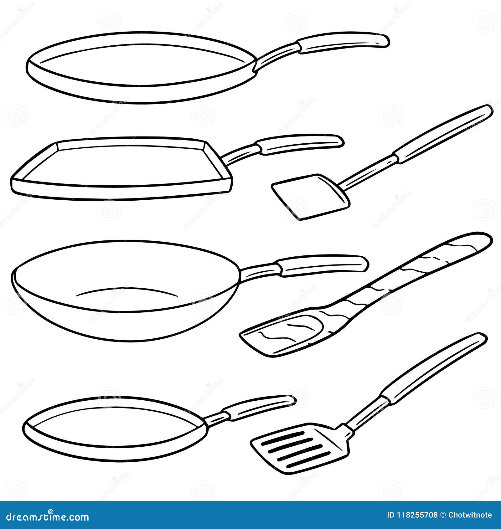 Vector Set of Pan and Flipper Stock Vector - Illustration of flipper ...