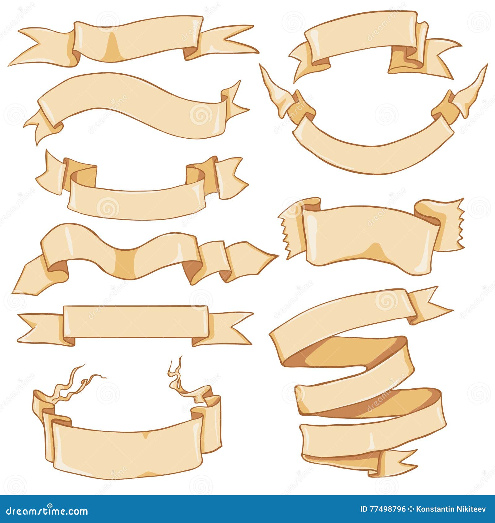 Vector Set of Paper Cartoon Ribbons Stock Vector - Illustration of ...