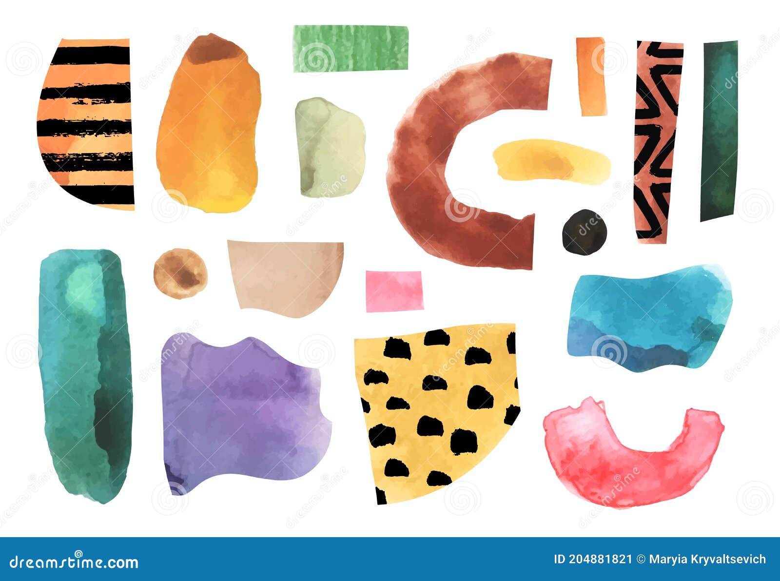 Vector Set with Paper Cut Pieces, Collage Set. Hand Drawn Modern Design ...