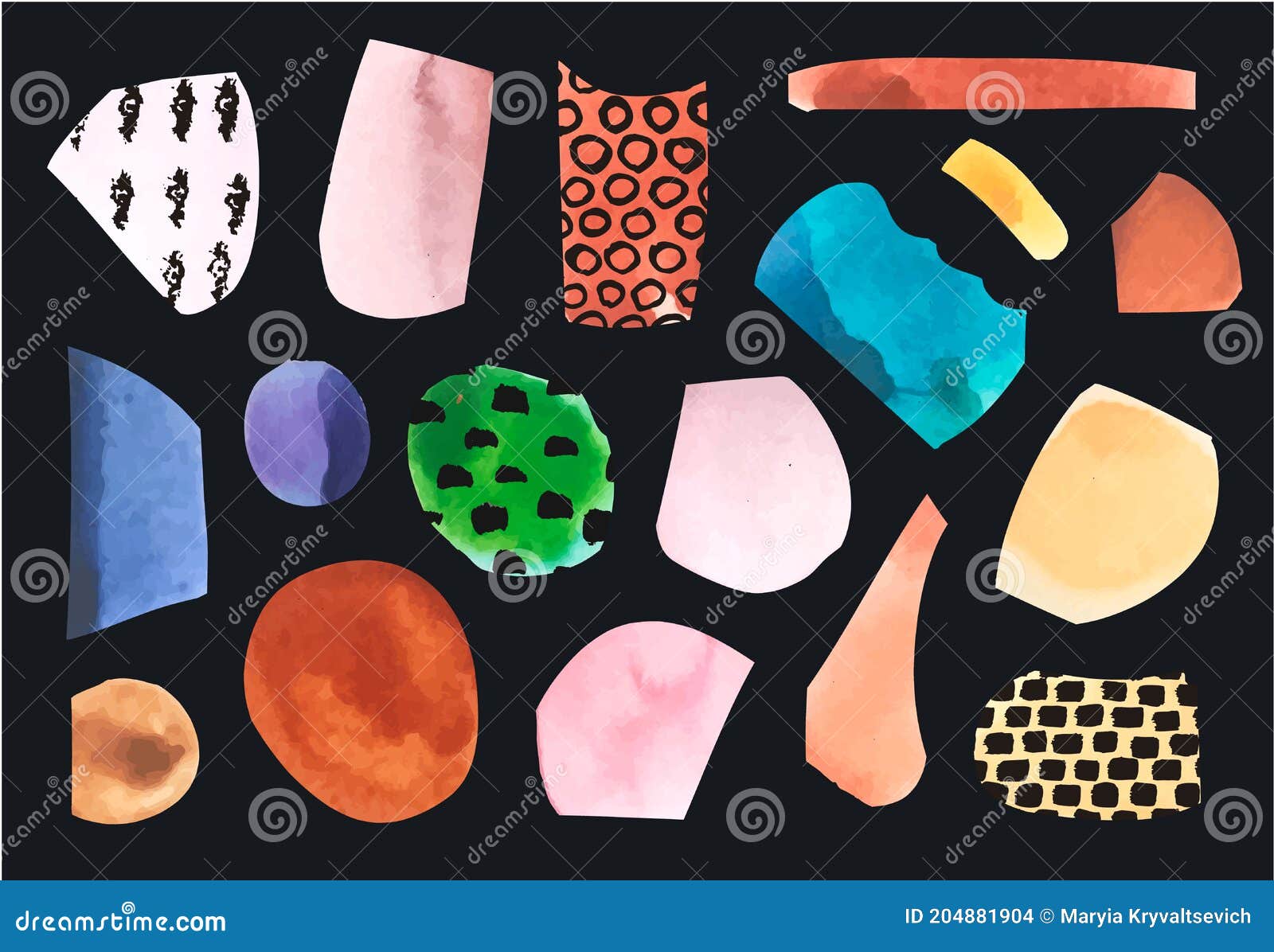 Vector Set With Paper Cut Pieces, Collage Set. Hand Drawn Modern Design ...