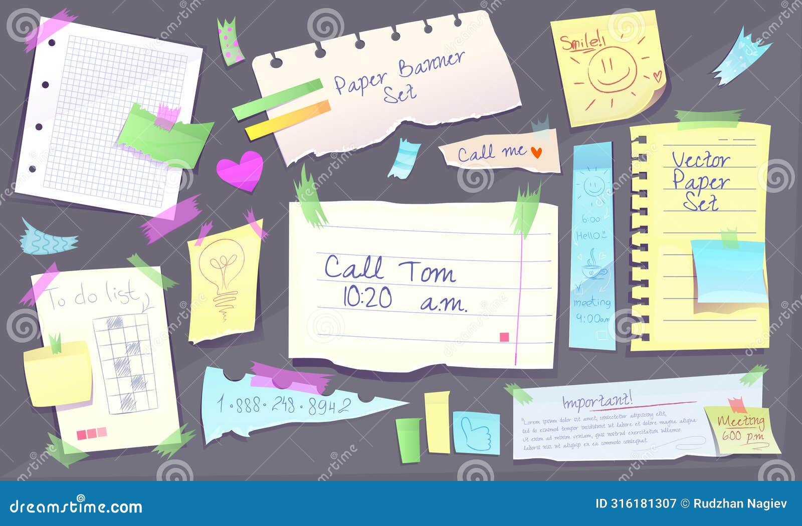 Collection Of Torn Ripped Paper Sheets Vector Illustration ...