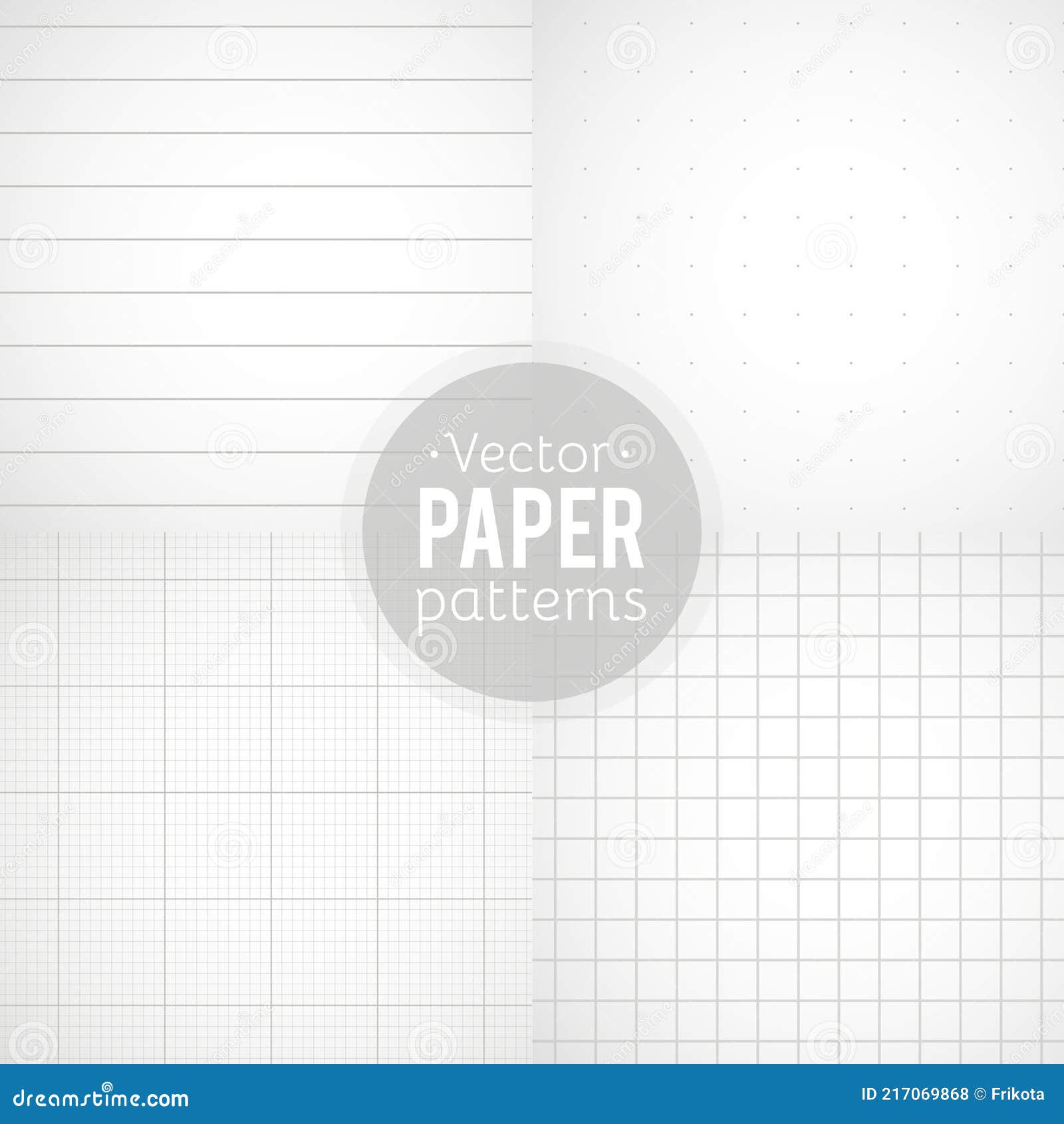 Vector Set of Paper Patterns. Ruled, Dotted, Millimeter and Squared ...